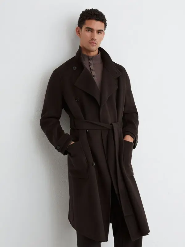 REISS Selation Coat - Dark Brown