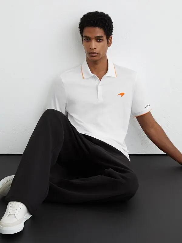 REISS X Mclaren F1 Team Crypto Mclaren Racing Air-water Cotton Polo Shirt - White