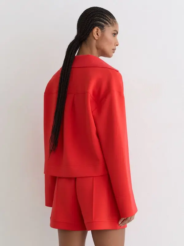 REISS Bea Premium Interlock Open-collar Sweatshirt