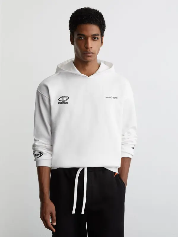 REISS X Mclaren F1 Team Rowanmclaren Mclaren Racing Heavyweight Motif Hoodie-fit - White