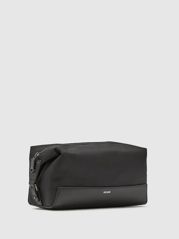REISS Esher Woven Washbag - Black