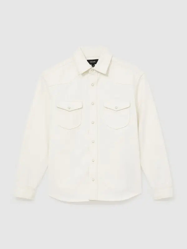 REISS Finley Western Press-stud Denim Overshirt