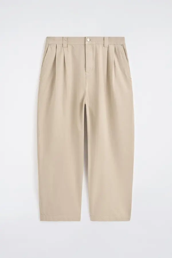 Cos Pleated Denim Relaxed-fit Barrel-leg Pants - Beige