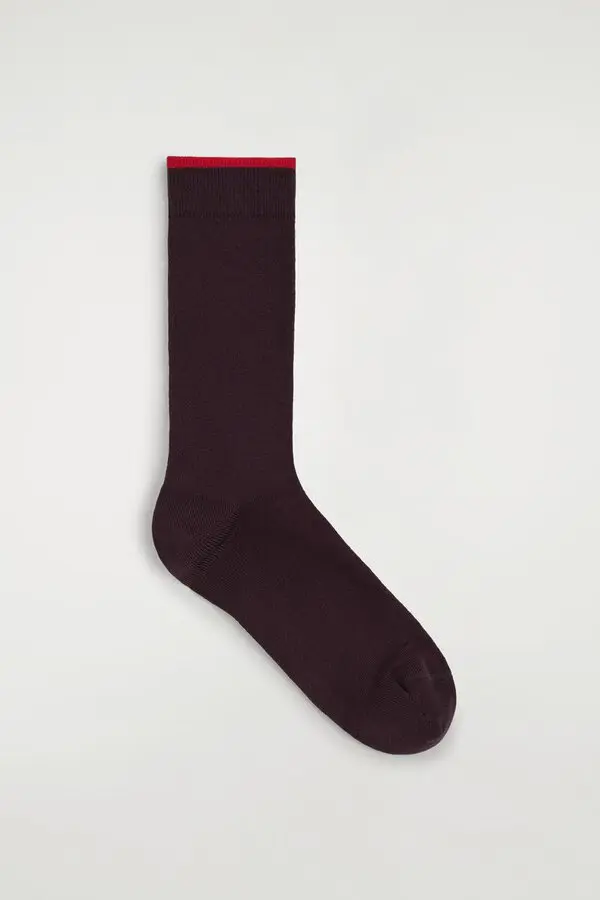 Cos Contrast-tipped Cotton Socks - Brown