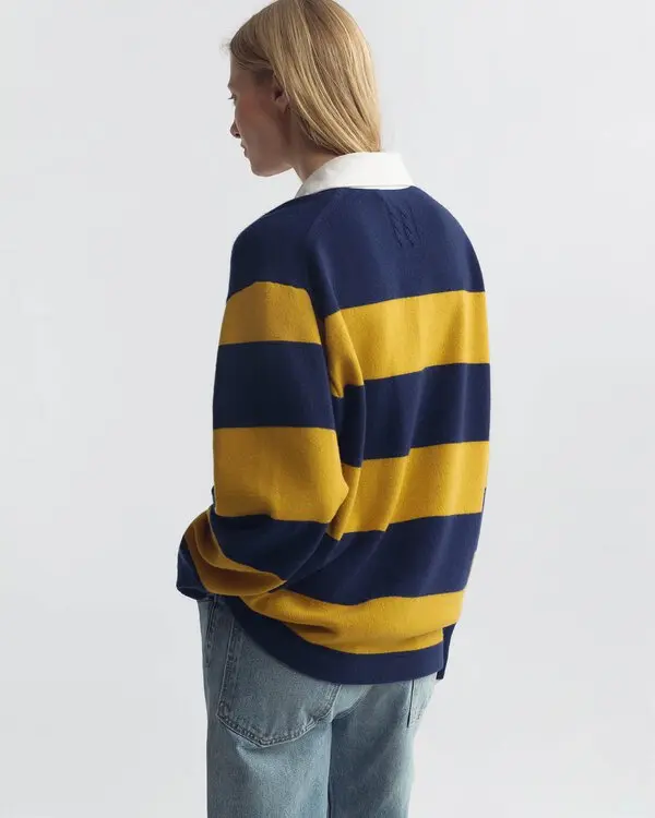 NILI LOTAN Rashida Rugby Sweater - Navy/amber Stripe