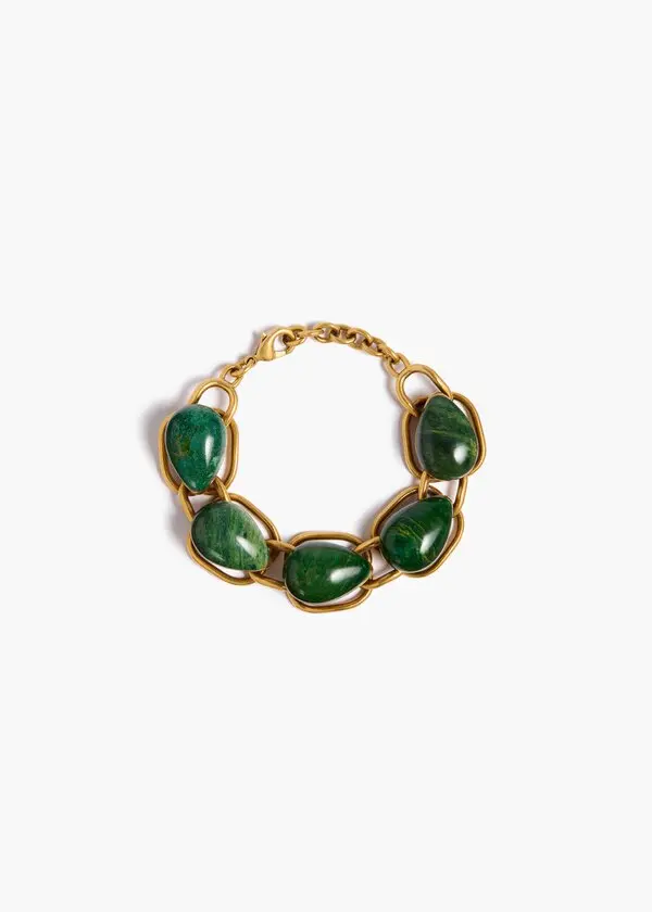 Khaite Cyclone Stone Bracelet In Antique Gold With - Green