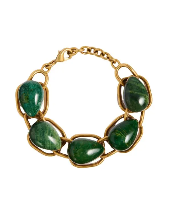 Khaite Cyclone Stone Bracelet In Antique Gold - Green
