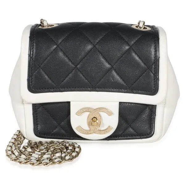 Chanel Bi-color Quilted Lambskin Graphic Flap Bag