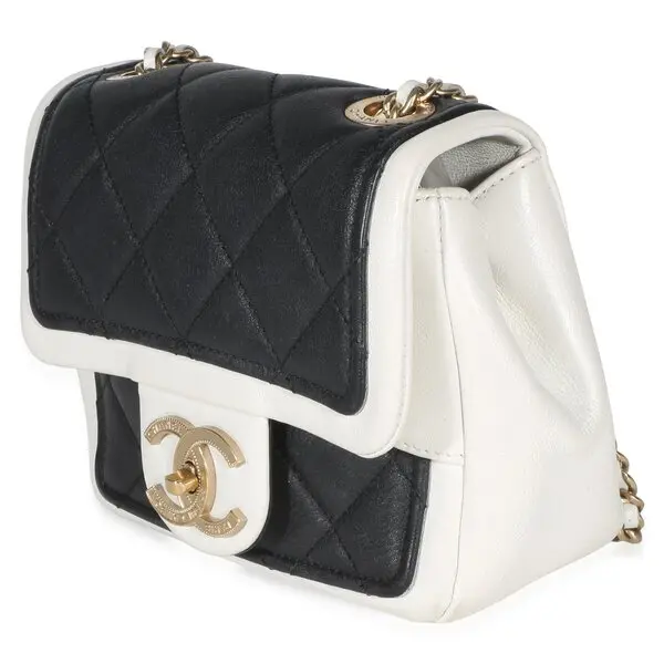 Chanel Bi-color Quilted Lambskin Graphic Flap Bag