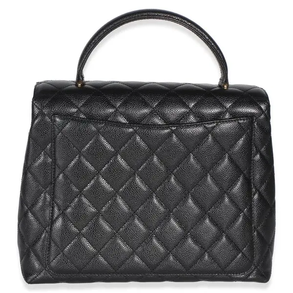 Chanel Vintage 24k Quilted Caviar Top Handle Bag - Black
