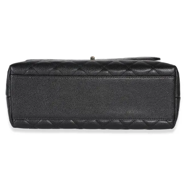 Chanel Vintage 24k Quilted Caviar Top Handle Bag - Black