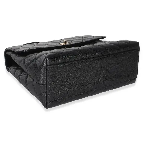 Chanel Vintage 24k Quilted Caviar Top Handle Bag - Black