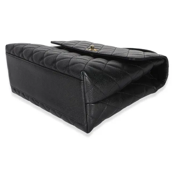 Chanel Vintage 24k Quilted Caviar Top Handle Bag - Black