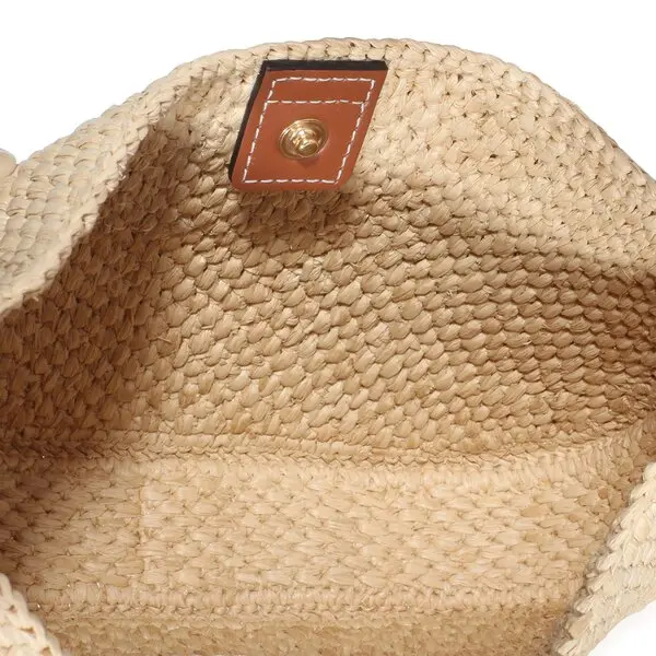 Celine Natural Raffia Calfskin Triomphe Tilly Shoulder Bag - Beige