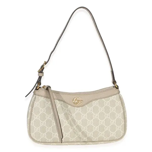 Gucci Beige Cream Gg Supreme Canvas Ophidia Shoulder Bag - Neutral