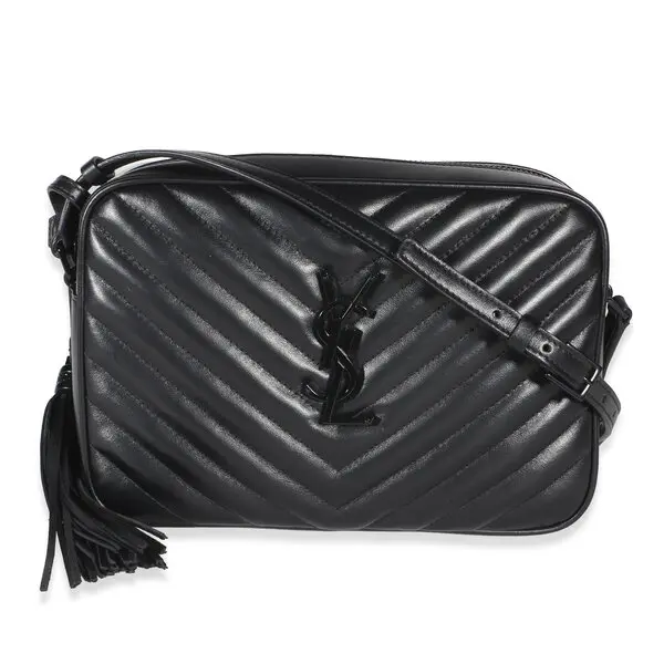 Saint Laurent Calfskin Matelassé Monogram Lou Camera Bag - Black