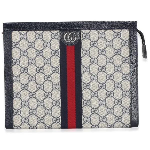 Gucci Ophidia Gg Supreme Canvas Large Pouch - Blue