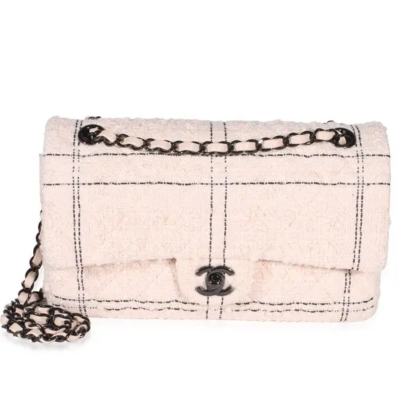 Chanel Light Multicolor Quilted Tweed Double Flap Bag