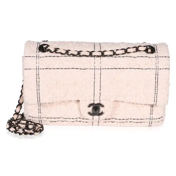 Chanel Light Multicolor Quilted Tweed Double Flap Bag - Pink