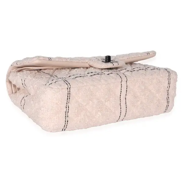 Chanel Light Multicolor Quilted Tweed Double Flap Bag