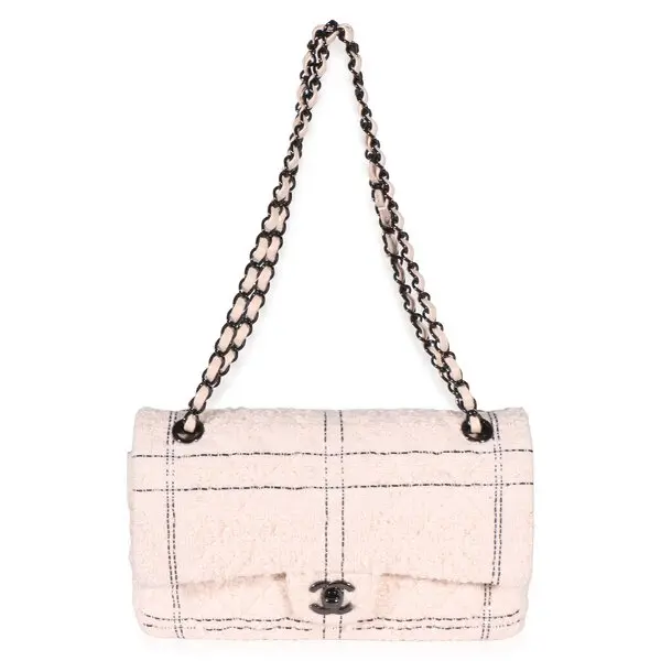 Chanel Light Multicolor Quilted Tweed Double Flap Bag