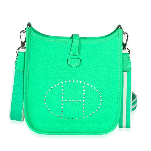 Hermès Clemence Evelyne Tpm Bag With Silver-tone Hardware - Green