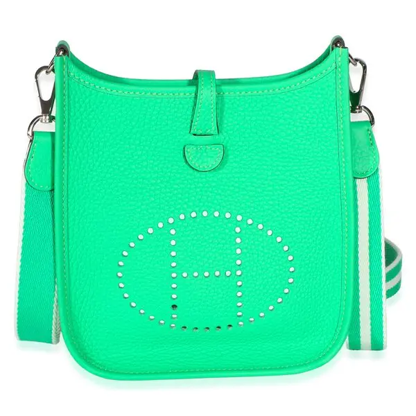 Hermès Clemence Evelyne Tpm Bag With Silver-tone Hardware - Green