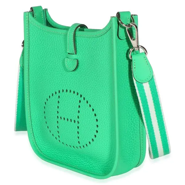 Hermès Clemence Evelyne Tpm Bag With Silver-tone Hardware - Green
