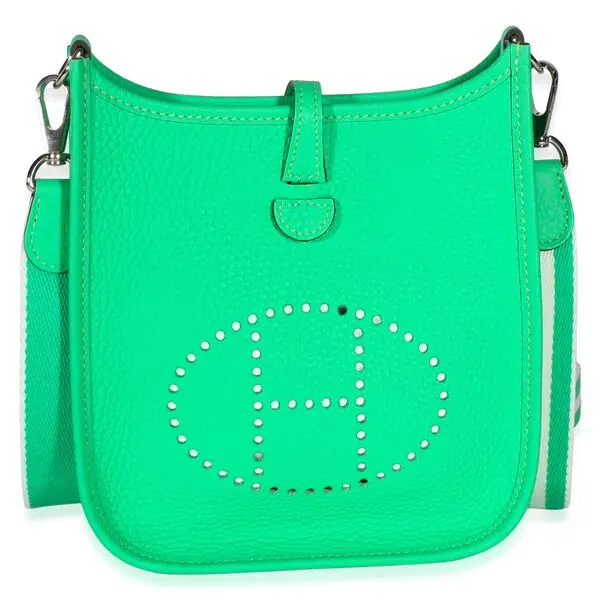 Hermès Clemence Evelyne Tpm Bag With Silver-tone Hardware - Green