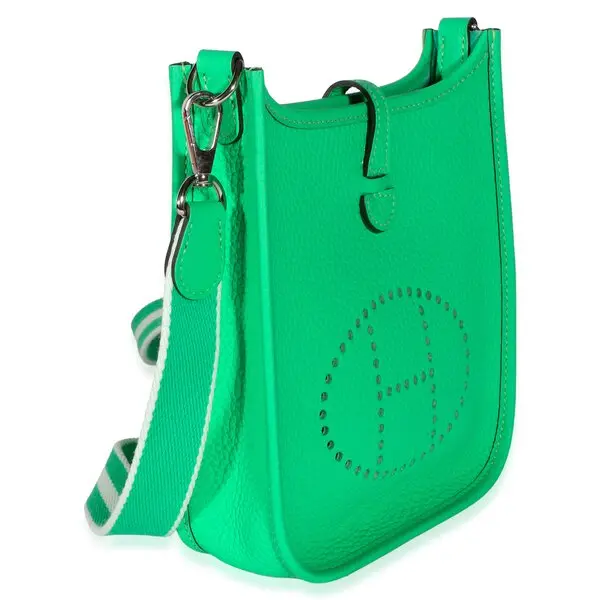 Hermès Clemence Evelyne Tpm Bag With Silver-tone Hardware - Green