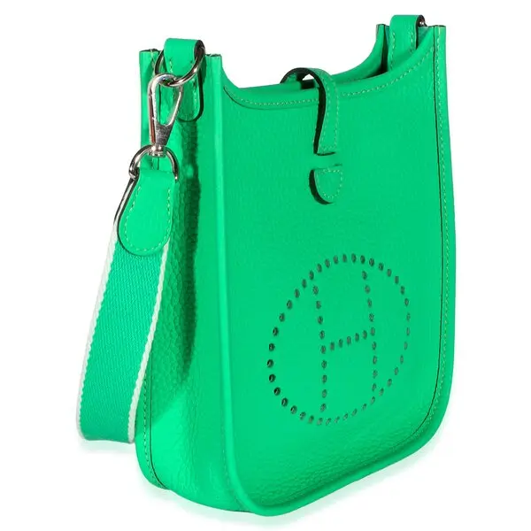 Hermès Clemence Evelyne Tpm Bag With Silver-tone Hardware - Green