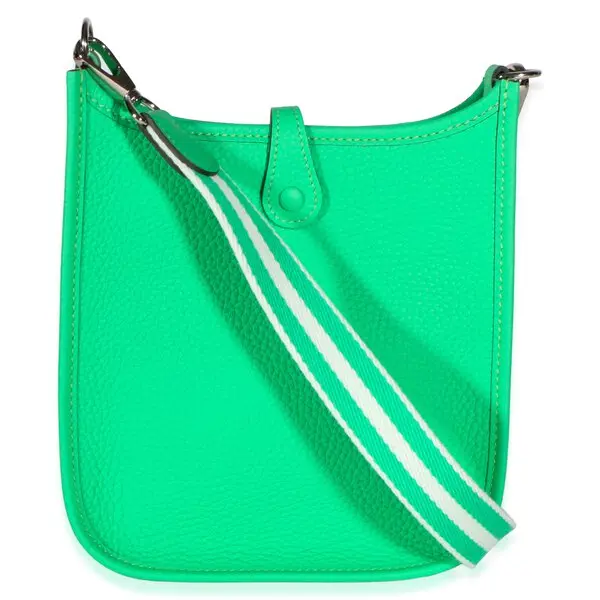 Hermès Clemence Evelyne Tpm Bag With Silver-tone Hardware - Green