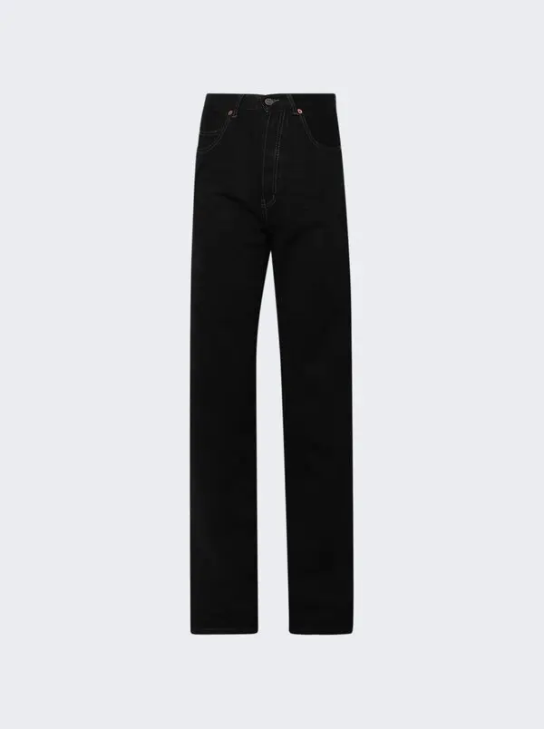 Saint Laurent V Waist Baggy Jeans Deep Sea - Black