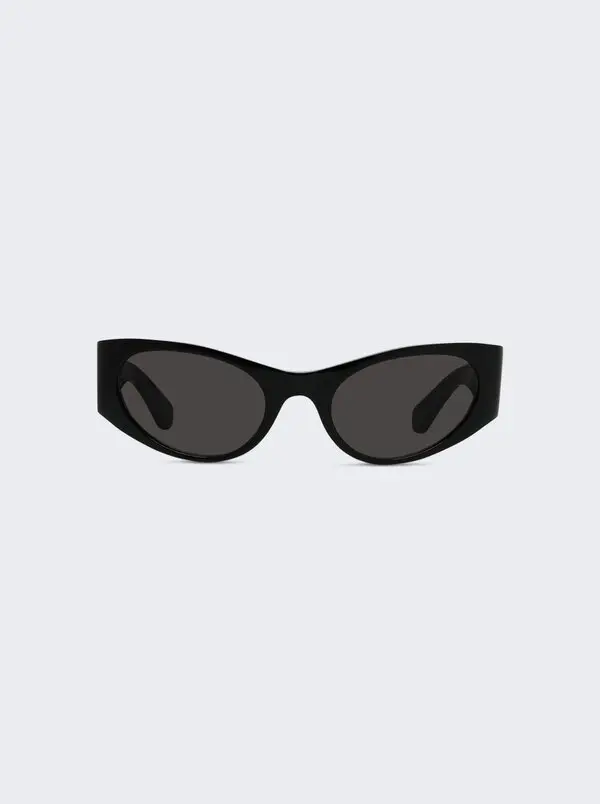 Loewe Flash Small Cateye Sunglasses Shiny And Smoke Lenses - Black