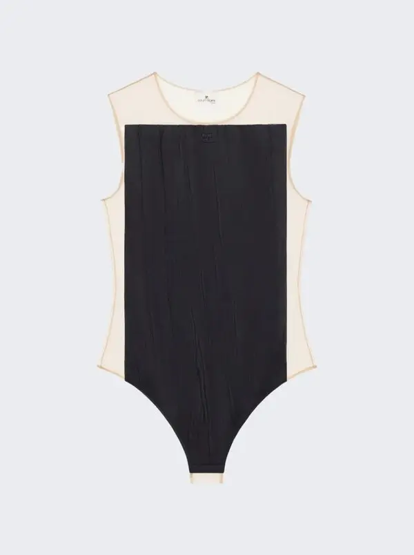 COURRÃ¨GES Courrèges Crinkled Satin Illusion Bodysuit