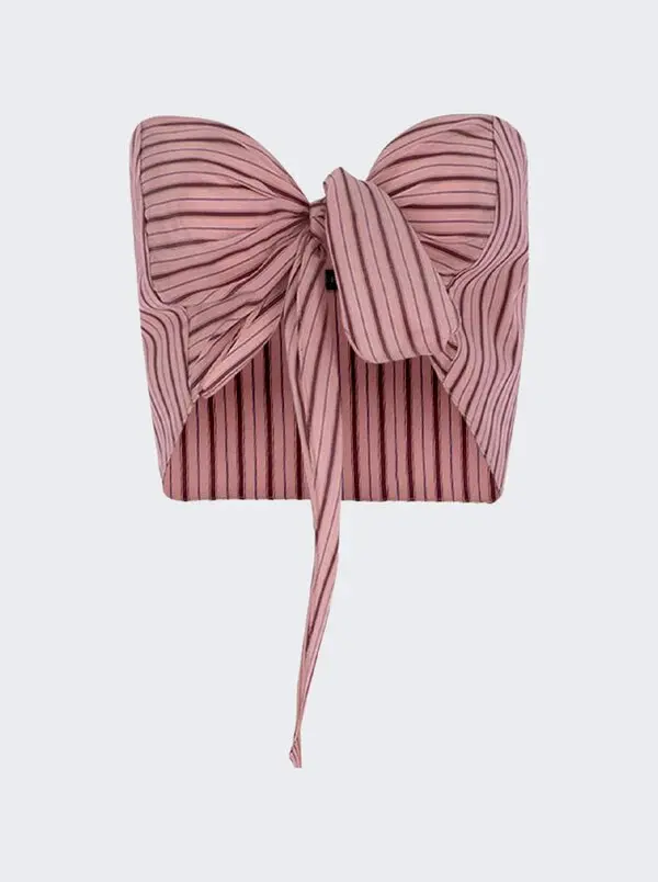 Zeynep Arçay Striped Bow Bustier - Pink