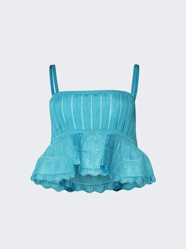 ALAÃA Shiny Crinoline Top - Turquoise