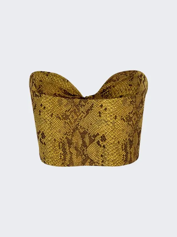 Zeynep Arçay Python Silk Bow Bustier And Brown