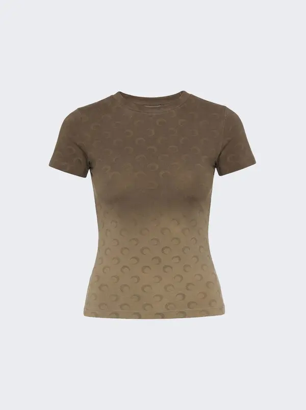MARINE SERRE Faded Moon Baby Fit Tee Taupe - Grey