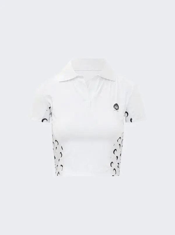 MARINE SERRE Athleisure Polo Top With Moon Inserts Optical