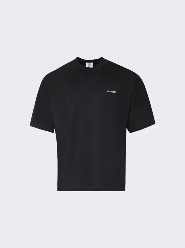 Vetements Classic Logo Boxy Tee Faded And White - Black