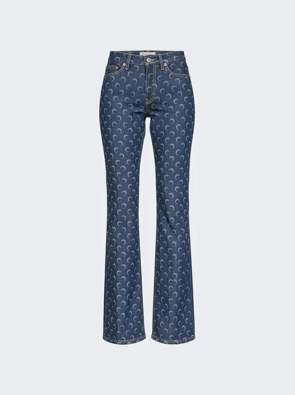 MARINE SERRE Denim Flare Jeans Midnight Blue - Navy