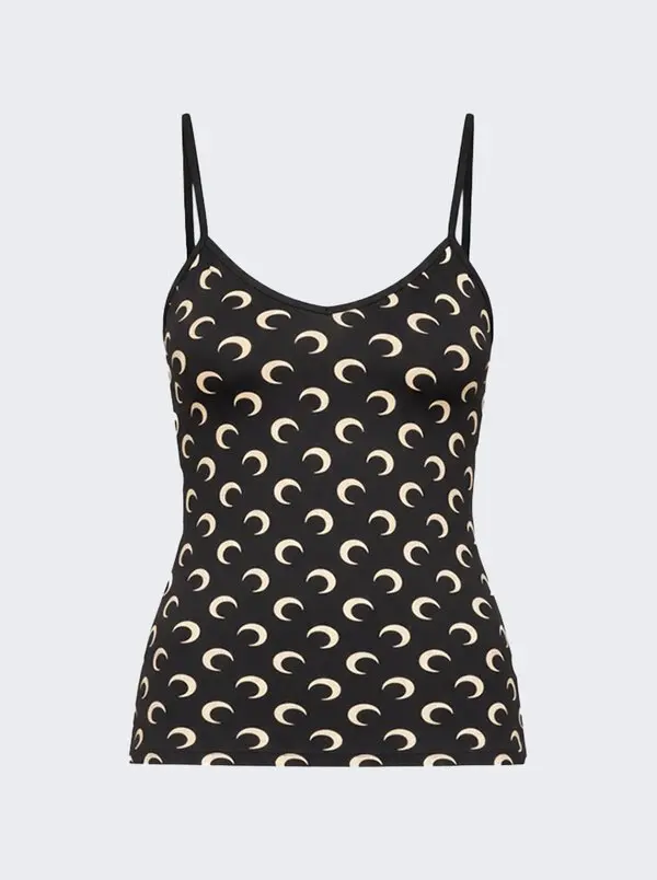 MARINE SERRE Moon Printed Jersey Straps Top - Black