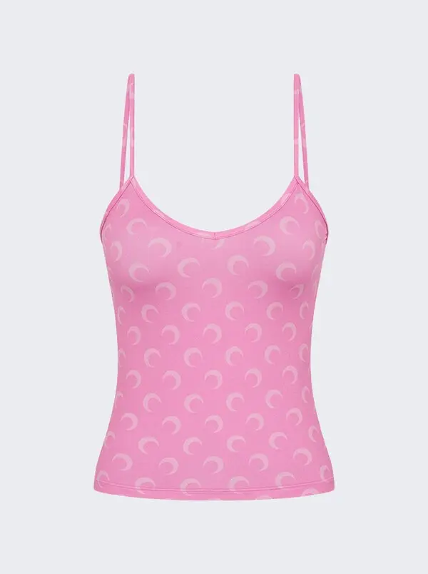 MARINE SERRE Moon Printed Jersey Straps Top - Pink