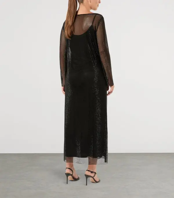 Marina Rinaldi Sparkling Mesh Midi Dress With V-neck Petticoat