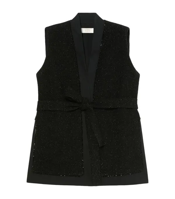 Marina Rinaldi Sparkling Tie-belt Gilet - Black