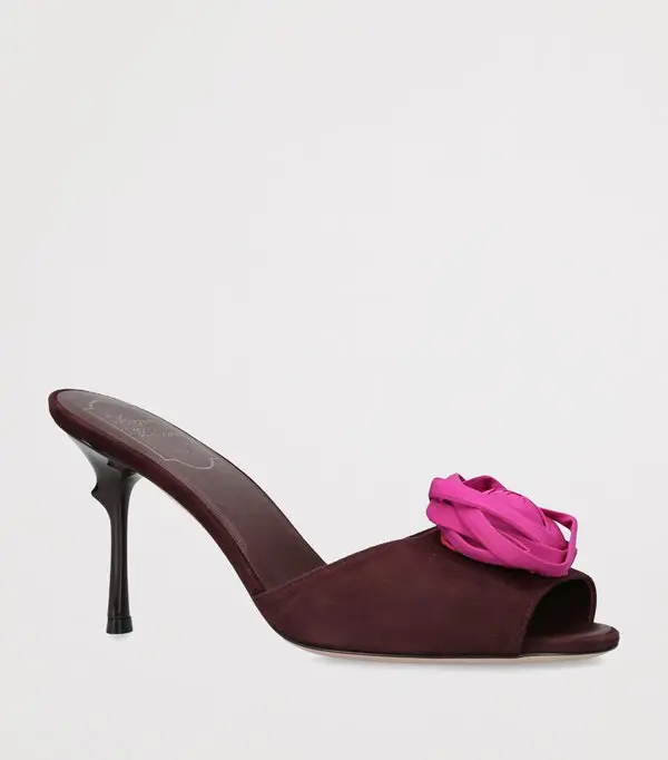 ROGER VIVIER Suede Rose Mules 85