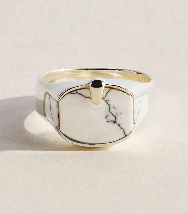 FYR Sterling And Howlite Signet Ring - Silver