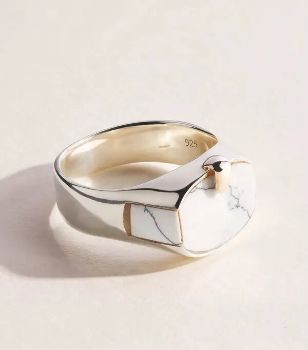 FYR Sterling And Howlite Signet Ring