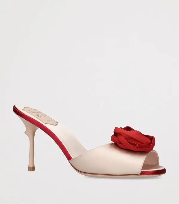 ROGER VIVIER Suede Rose Mules 85